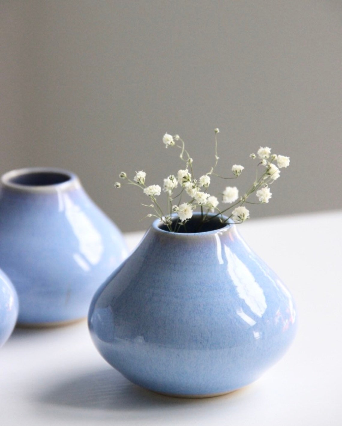 Light Blue Ceramic Bud Vase Unique Flower Vase Small - Etsy