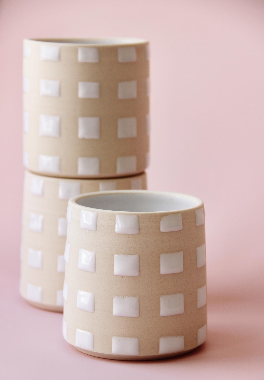 Ceramic Grid Mug | Handmade Minimalist Ceramic Mug | No Handle Mug ...