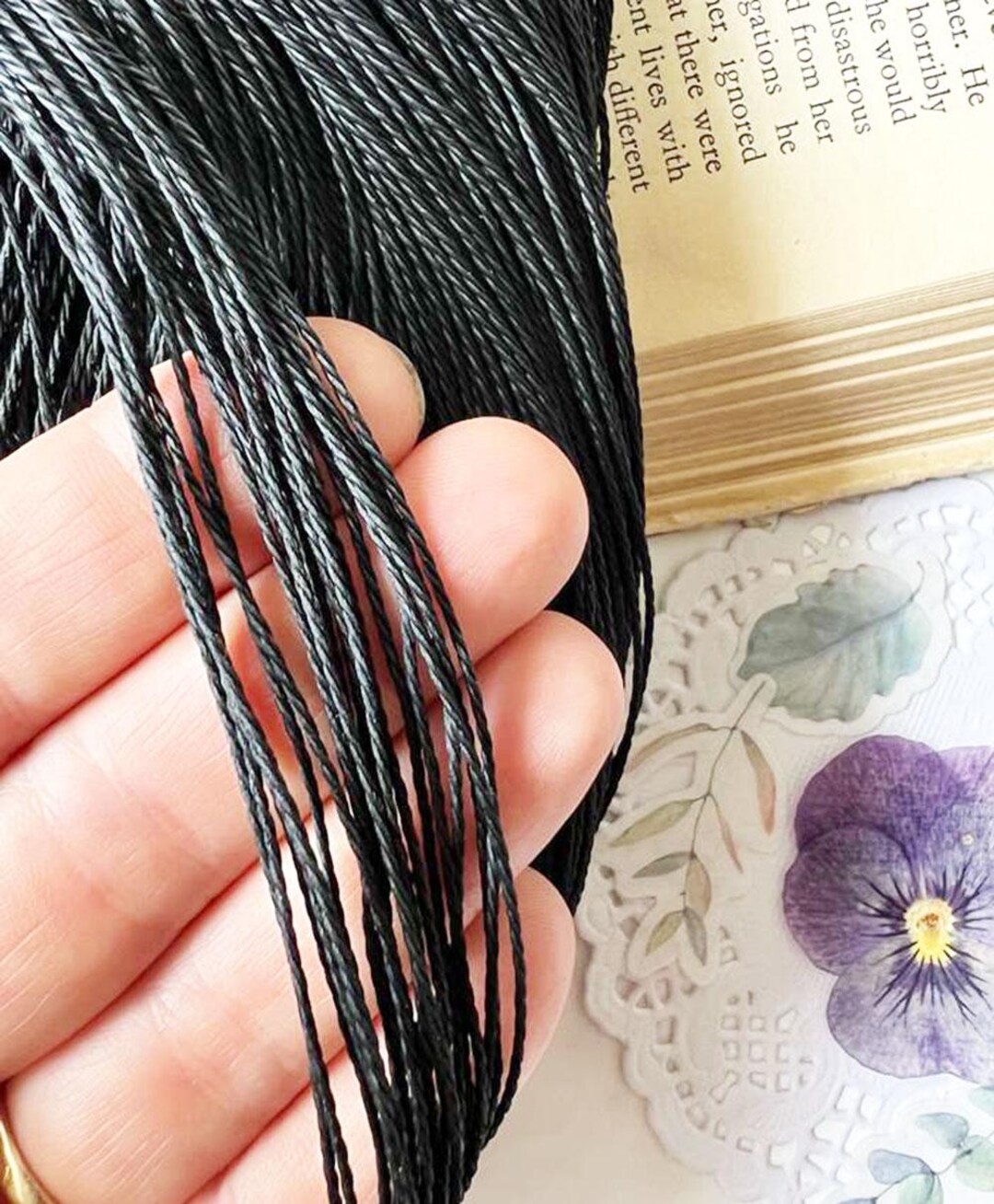 Black Waxed Cord 1mm, Waxed Cotton String for Jewelry Making, Beading ...