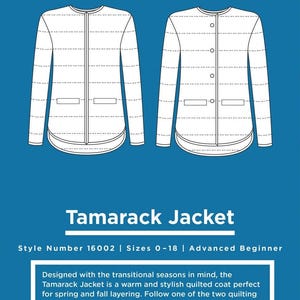 Tamarack Jacket Sewing Pattern Grainline Studio Sizes 0-18 Intermediate ...