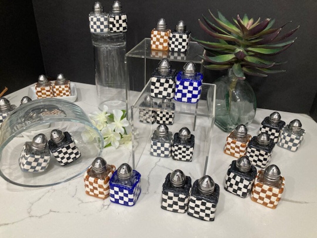 Mini Salt & Pepper Shakers Mix and Match Checkerboard Design - Etsy