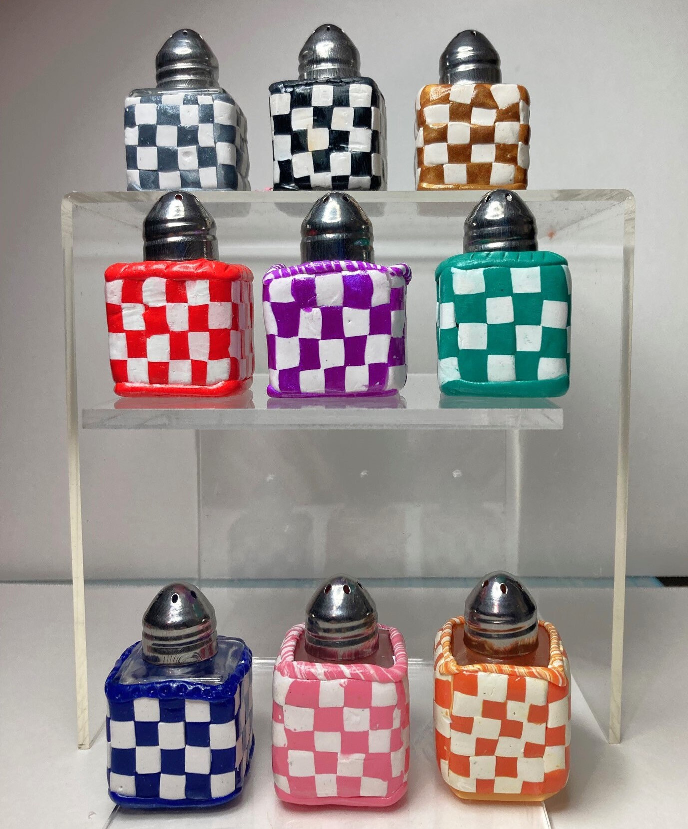 Mini Salt & Pepper Shakers Mix and Match Checkerboard Design - Etsy