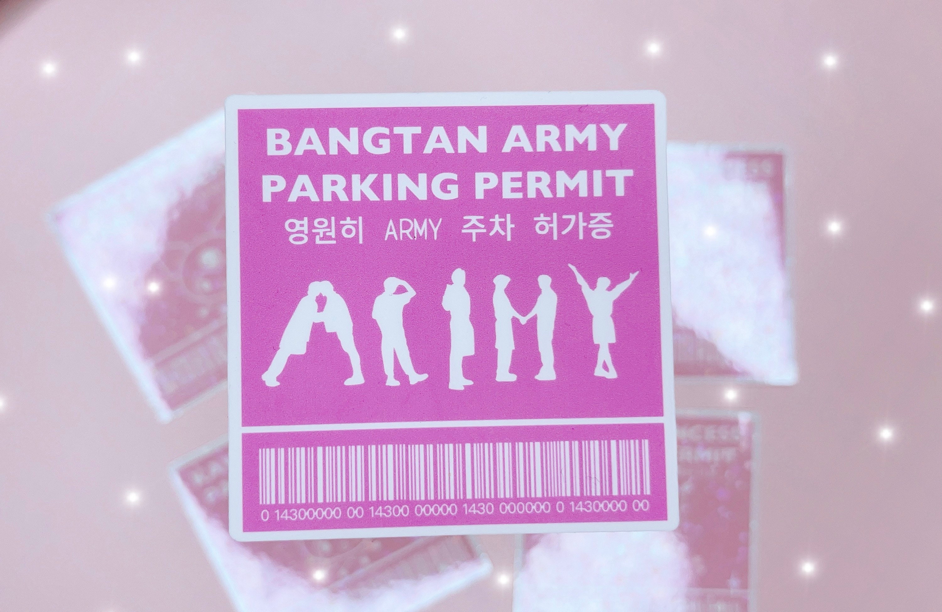 BTS ARMY Sticker Car Decals BTS Bangtan Parking Permit Paper Paper ...