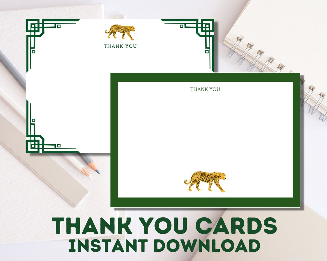 Cheetah Thank You Notes- 2 Pack (digital Download) - Etsy