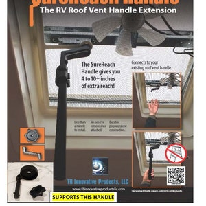 Surereach Knob and Crank RV Roof Vent Handle Extension - Ergonomic ...