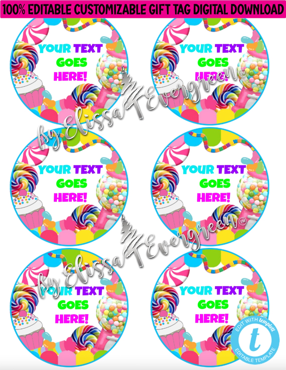 Blank Candyland Editable and Printable Gift Tags - Etsy