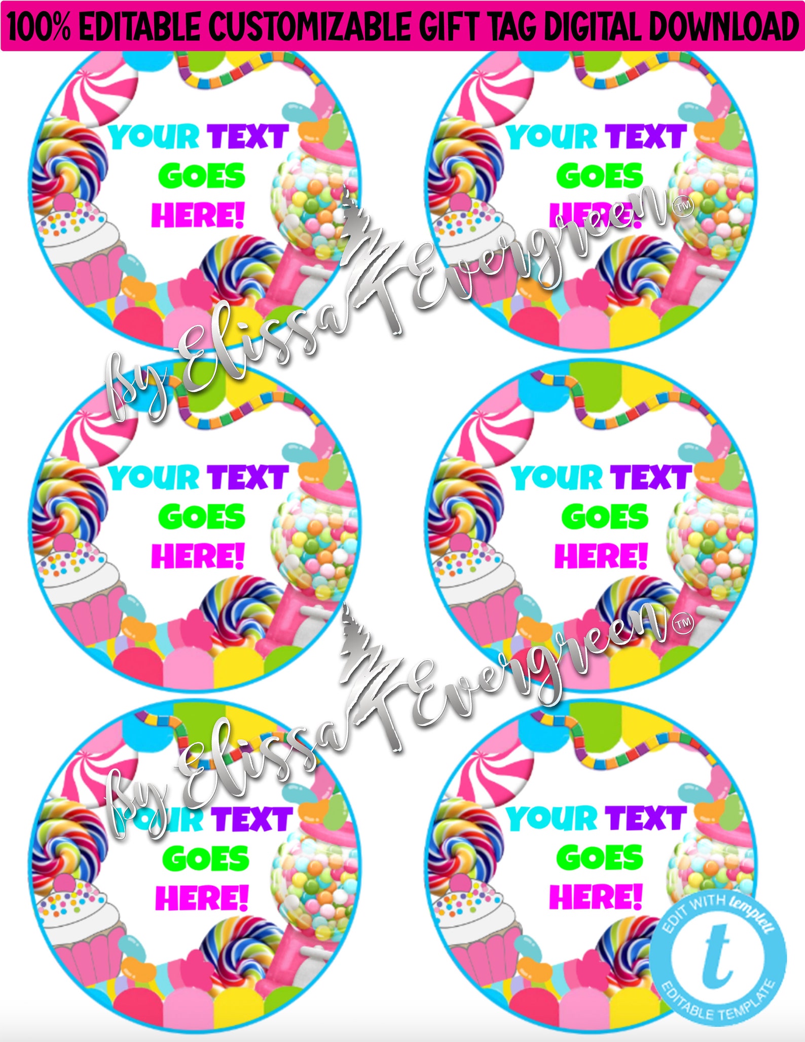 Blank Candyland Editable and Printable Gift Tags - Etsy