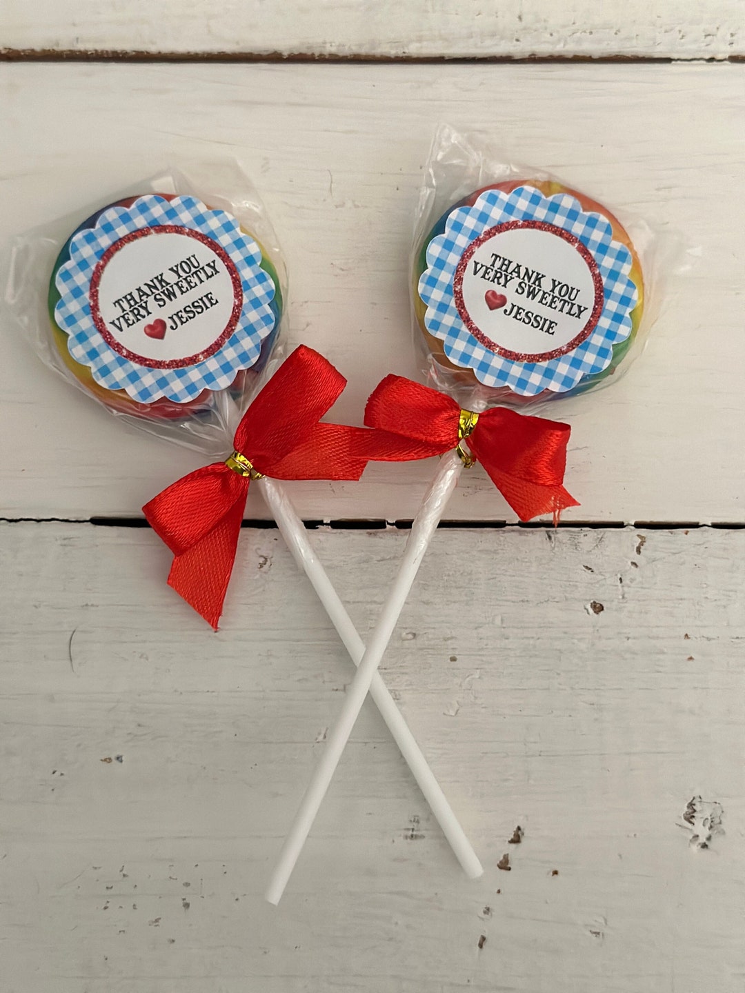 Gingham and Glitter Over the Rainbow Mini Pops With Bow | Party Favors ...
