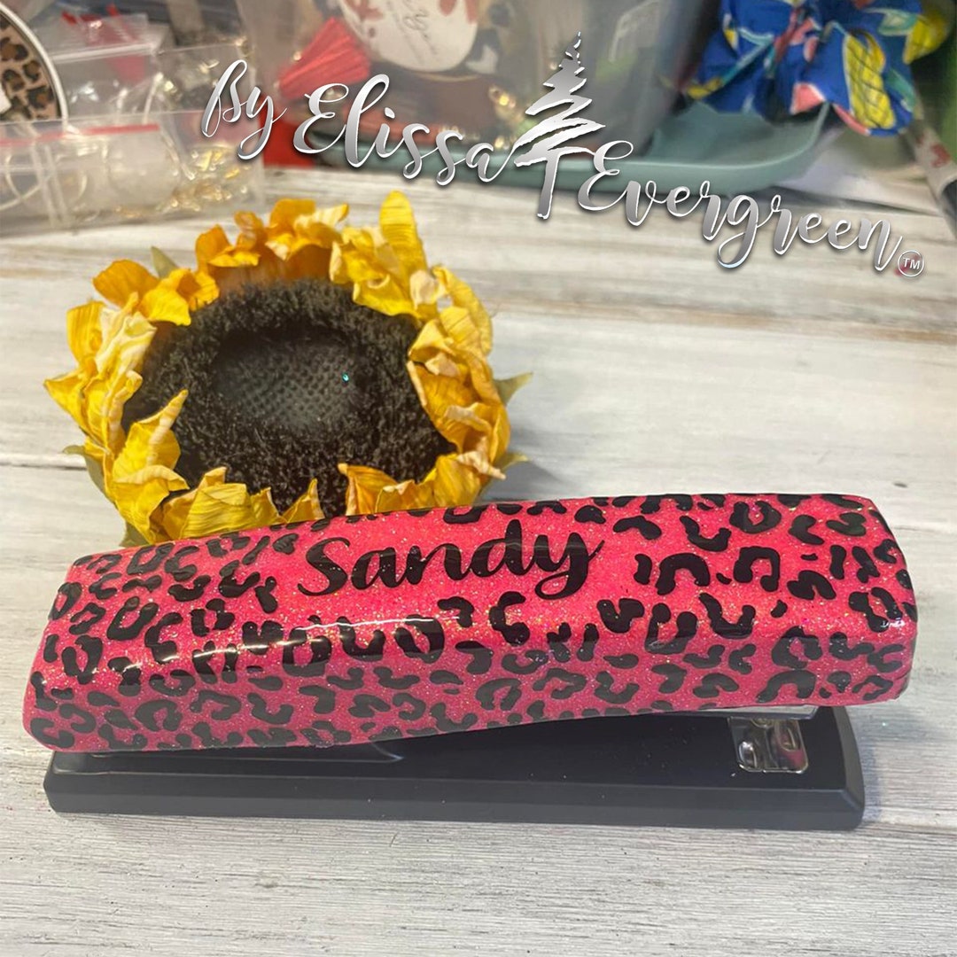 Glitter Animal Print Stapler Personalized Stapler Personalized Stapler ...