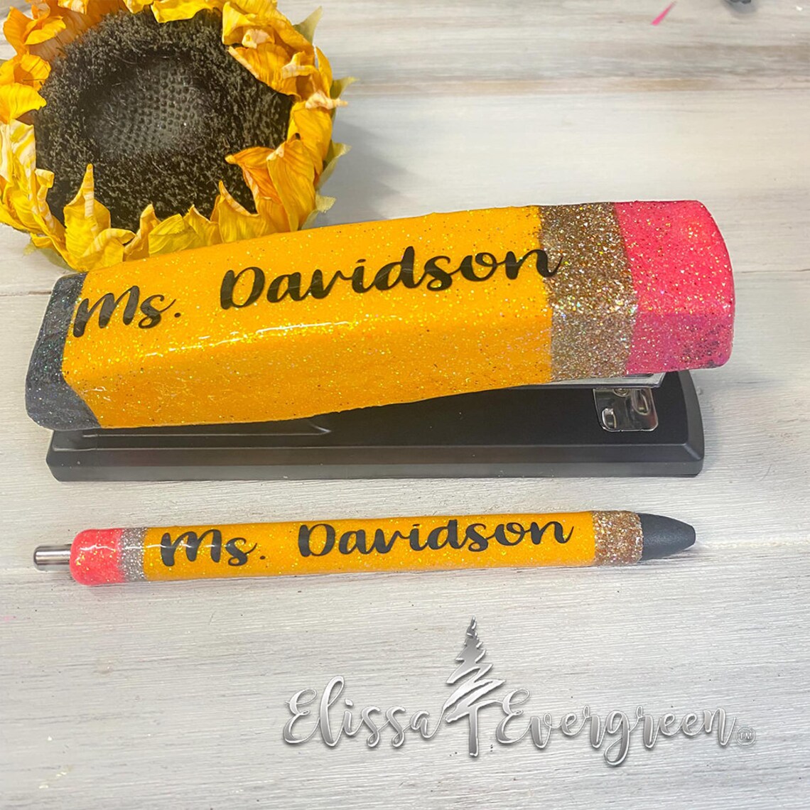 Glitter Pencil Stapler Personalized Stapler Personalized - Etsy