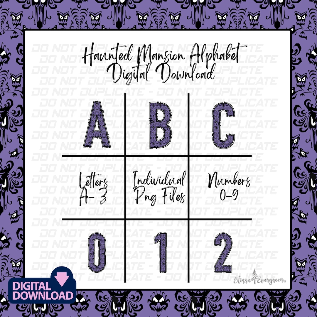 Haunted Mansion Doodle Alphabet Letter Clip Art Printable Doodle ...