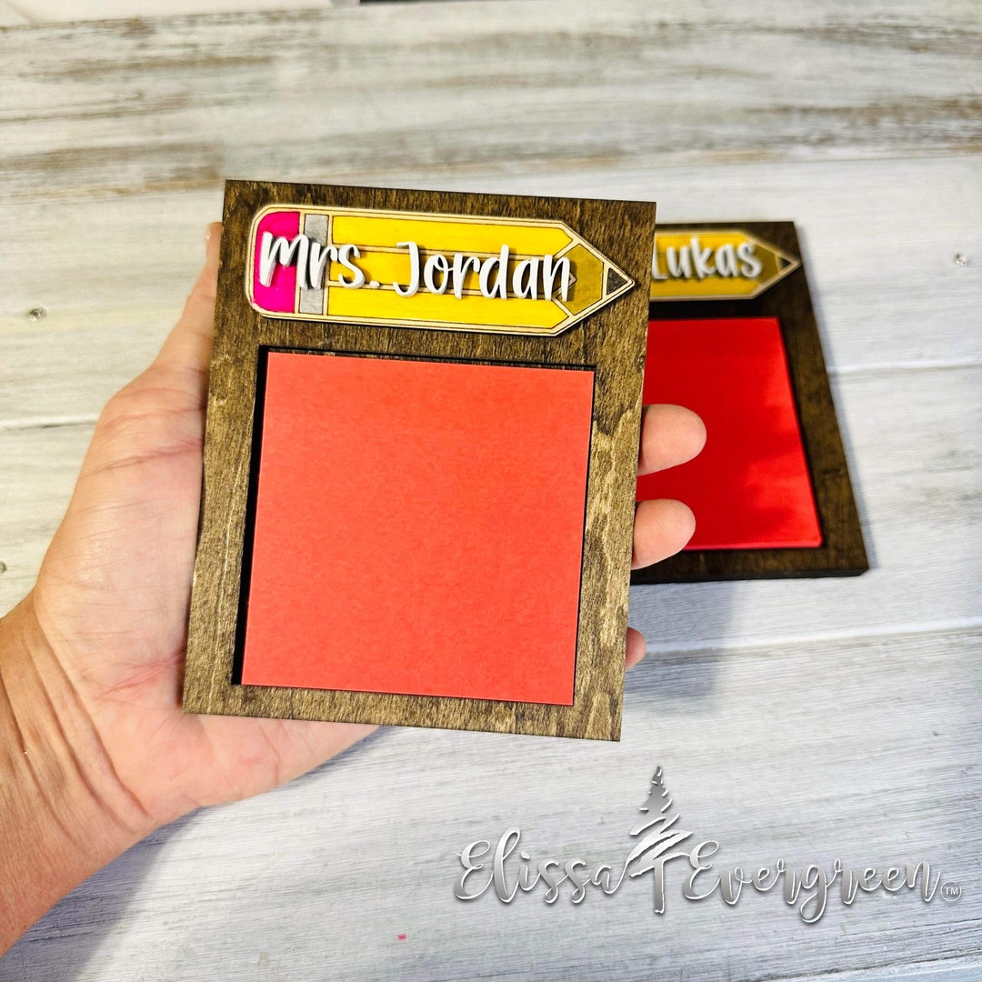 Personalized Post It Note Holder Teacher Gift Desk Set Teacher Sticky ...