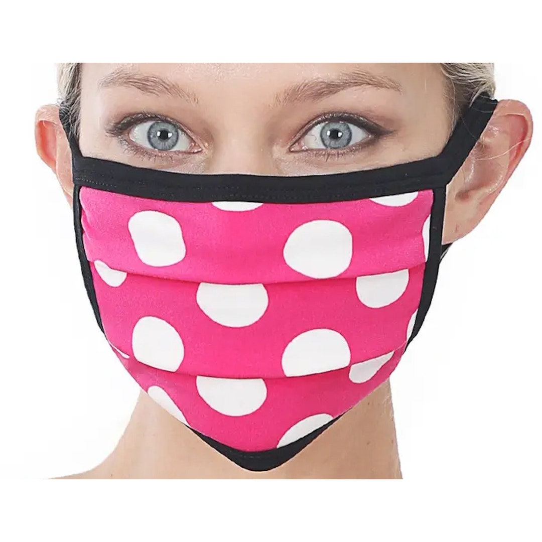 Hot Pink Face Mask With White Polka Dots - Etsy