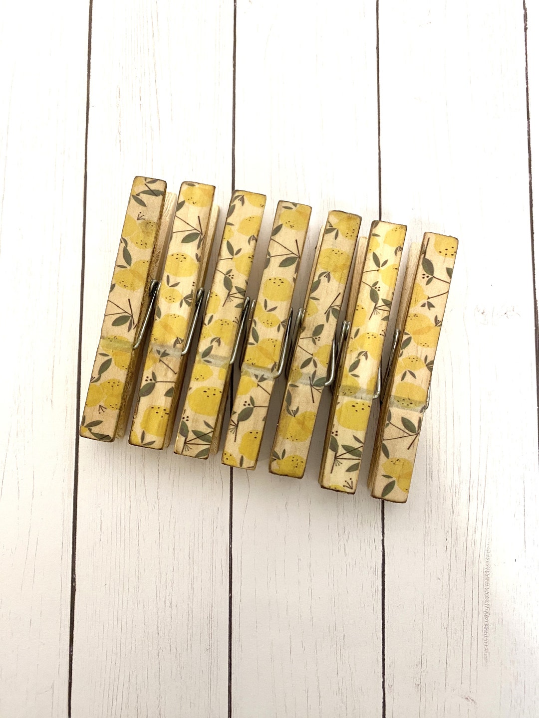Lemon Clips Vintage Looking Lemon Clips Wood Clothespins Lemon Decor ...
