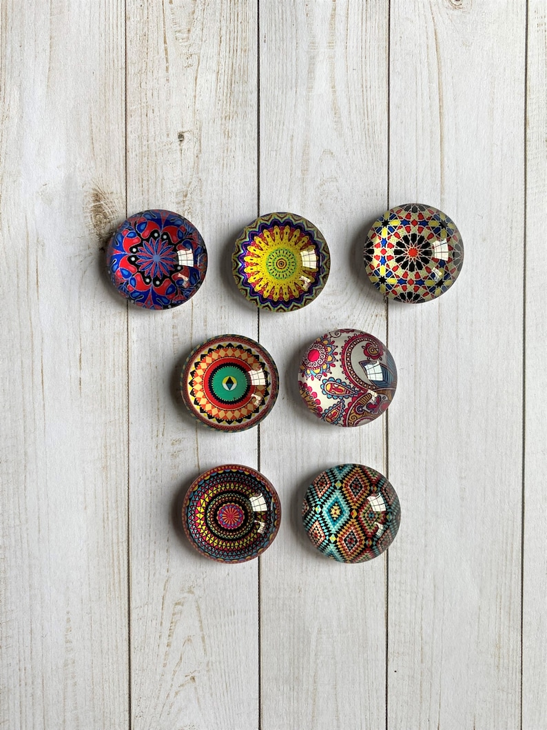Patterned Magnets - Pretty Magnets - Glass Magnets - Glass Cabochon ...