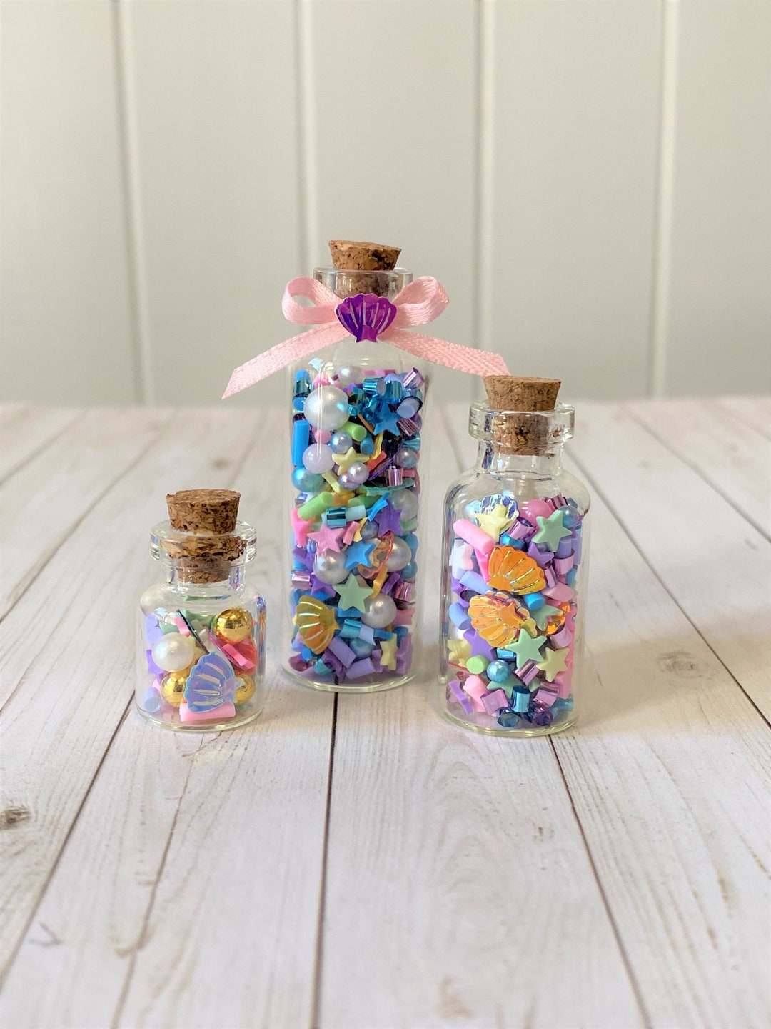 Seashell Mini Jars Glass Mini Jars Beach Decor Beach Tiered Tray Decor ...