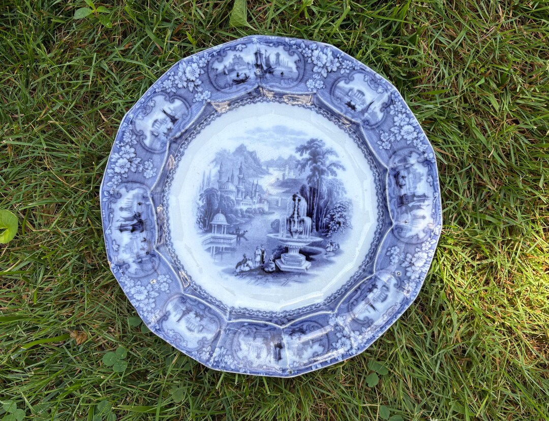 Antique Jacob Furnival & Co. "medina" Flow Blue Plate, 10 Inch Plate - Etsy
