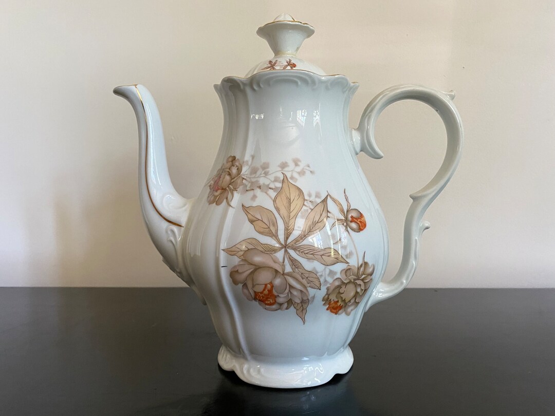 Vintage Fine Bohemian China Teapot Made in Czechoslovakia, Large Floral ...
