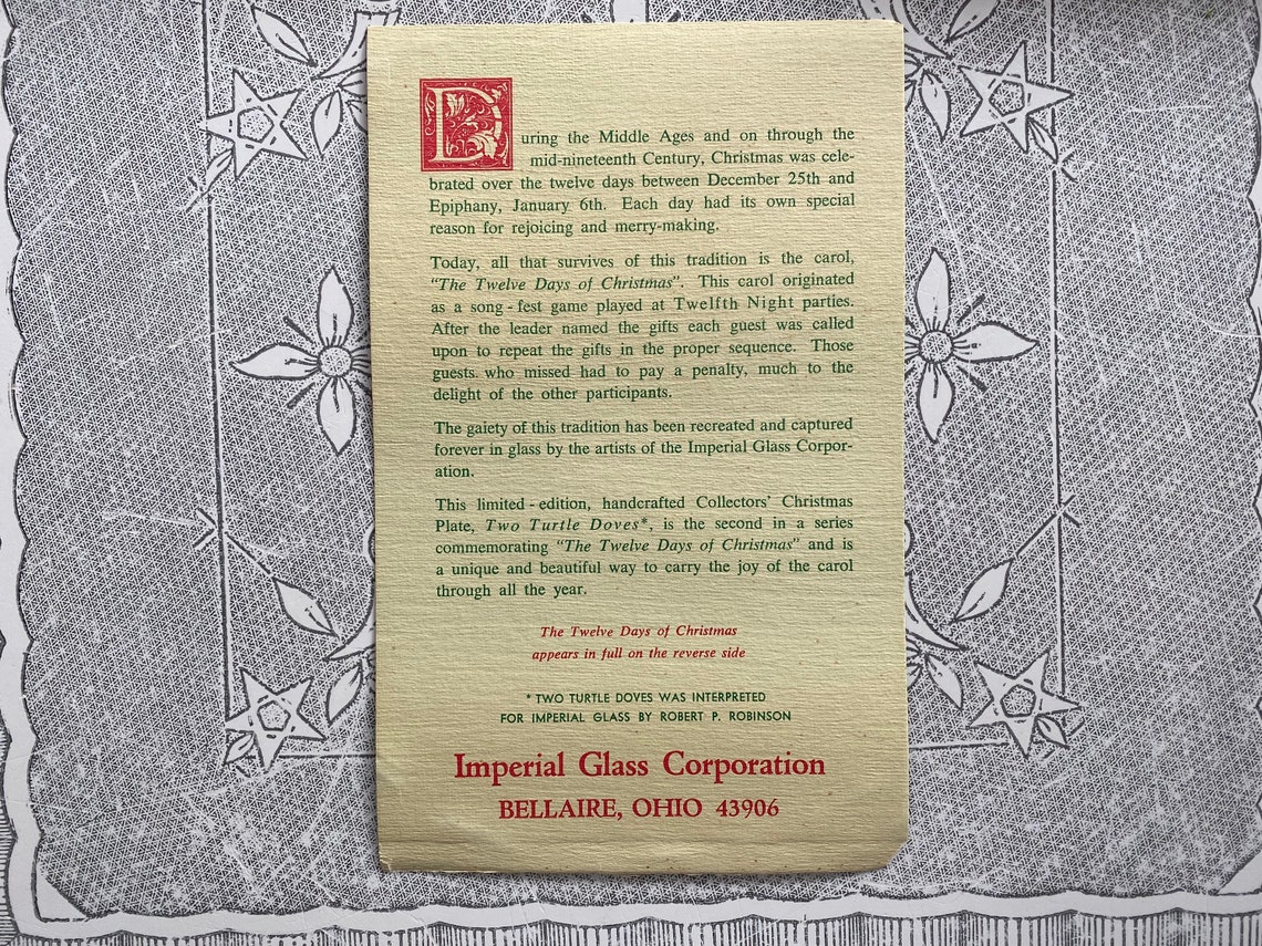 Vintage Imperial Glass 12 Days of Christmas two Turtle - Etsy