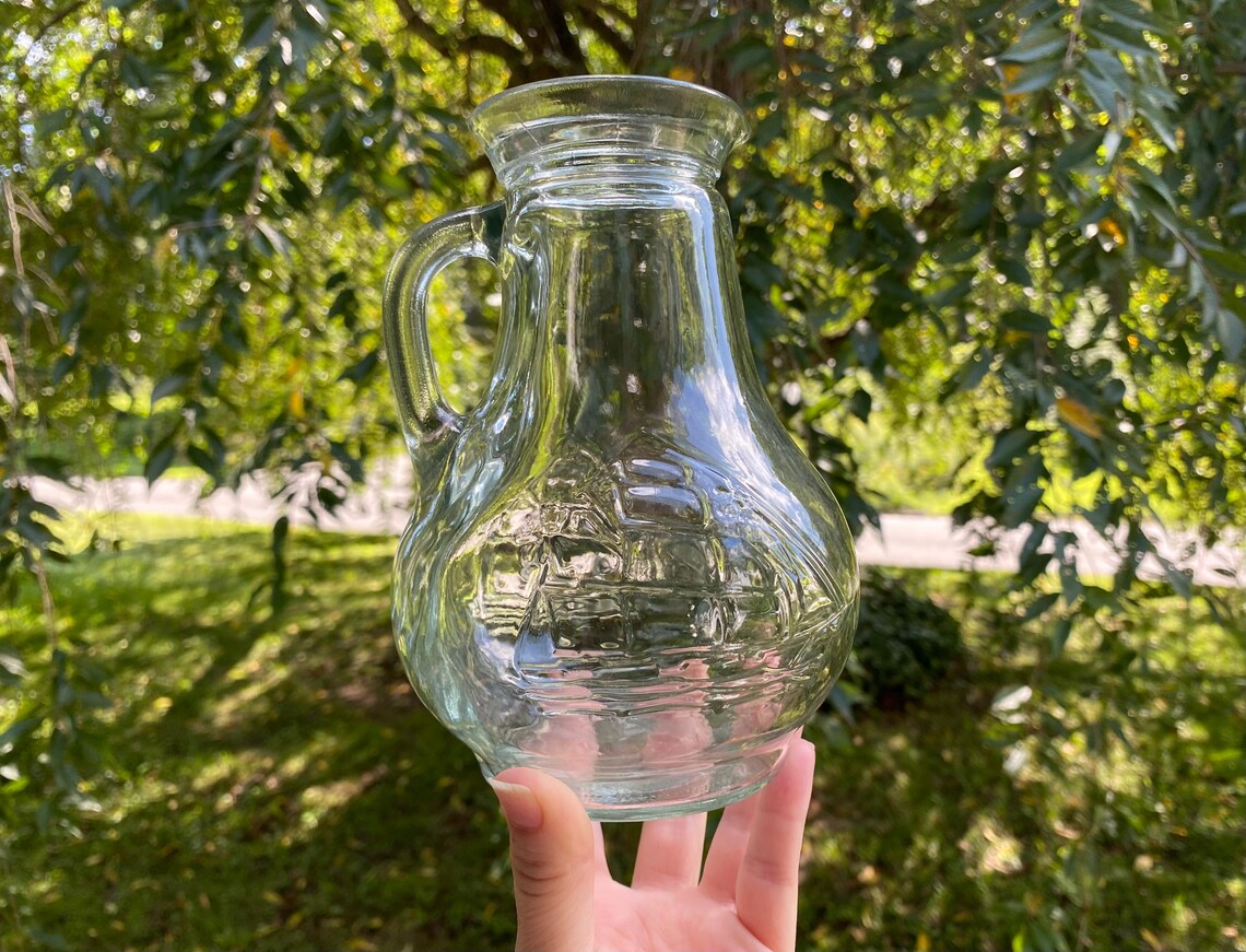 Vintage Clear Glass Pitcher With Embossed Ship/sail Boat, Nautical ...