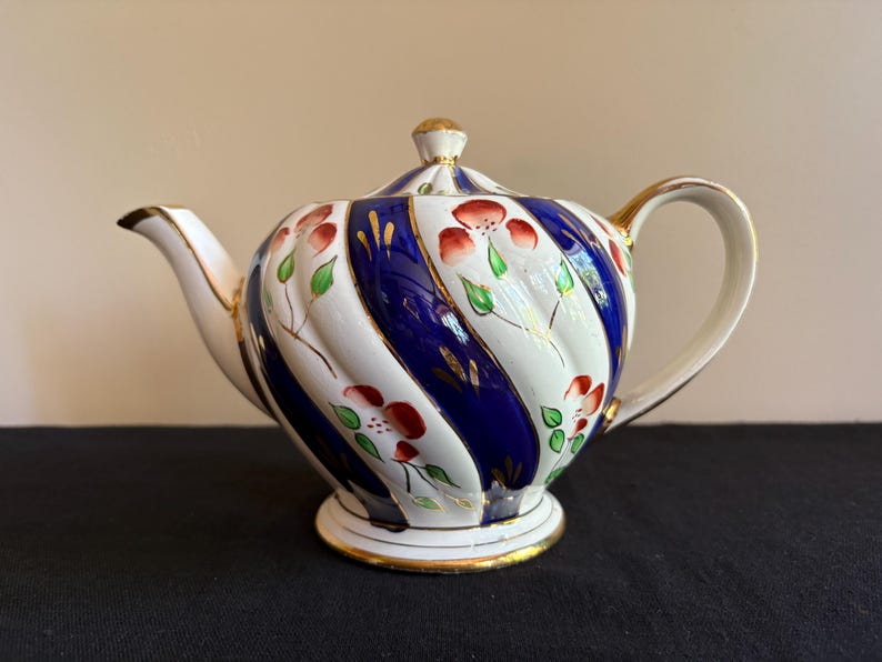 Vintage Sadler Teapot With Blue and White Swirl Design - Etsy