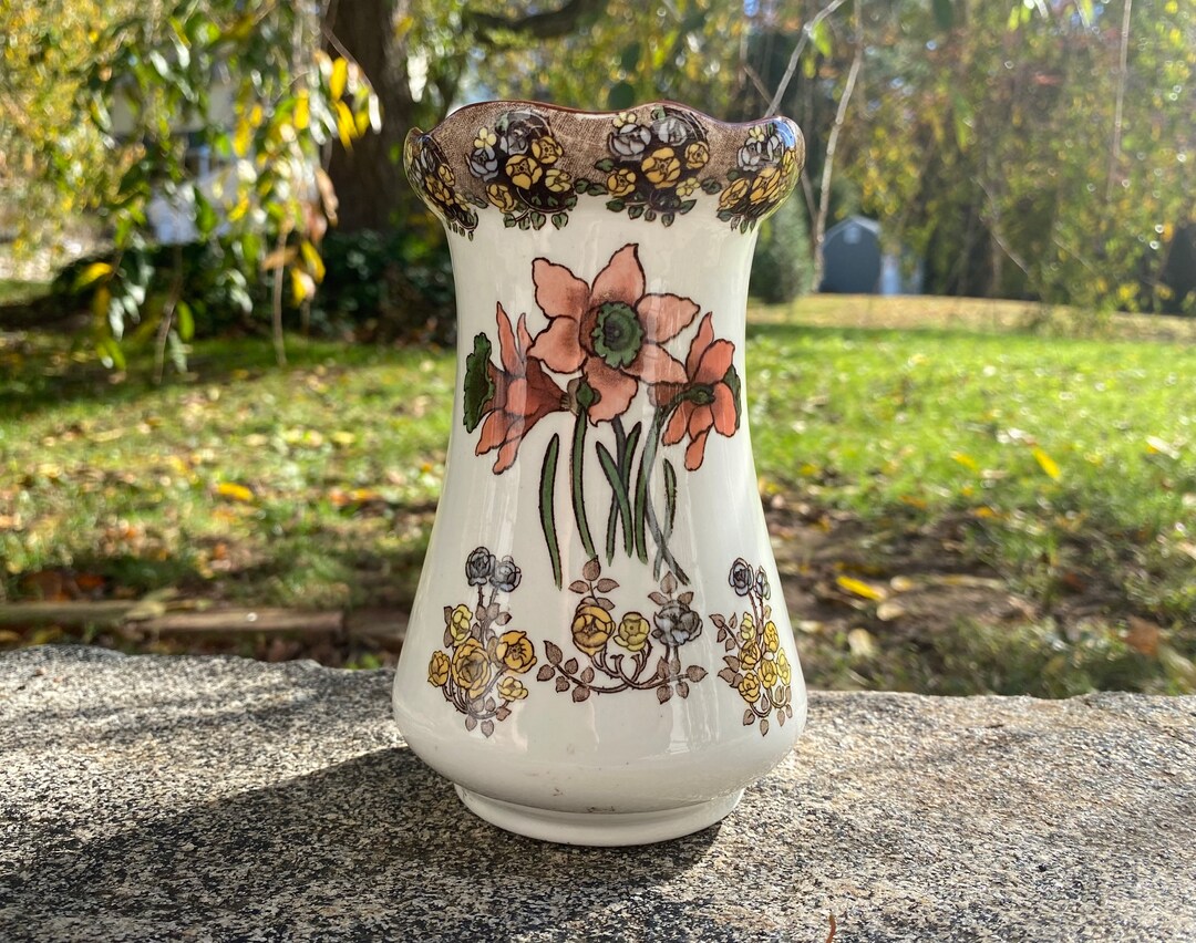 Antique Furnivals Ltd "spring" Vase Circa 1904, Floral Transferware ...