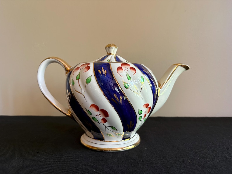 Vintage Sadler Teapot With Blue and White Swirl Design - Etsy