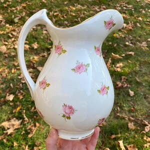 Vintage/antique Edwin M. Knowles Pitcher With Pink Rose Pattern, Semi ...