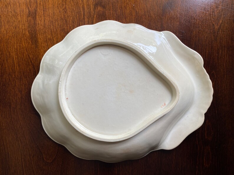 Antique Light Blue Clamshell Plate With Floral Motif Gold - Etsy