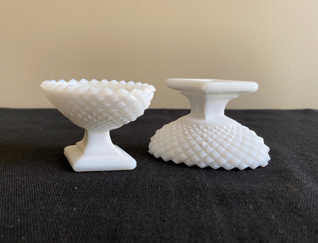Pair of Vintage Westmoreland Milk Glass "english Hobnail" Open Salt ...