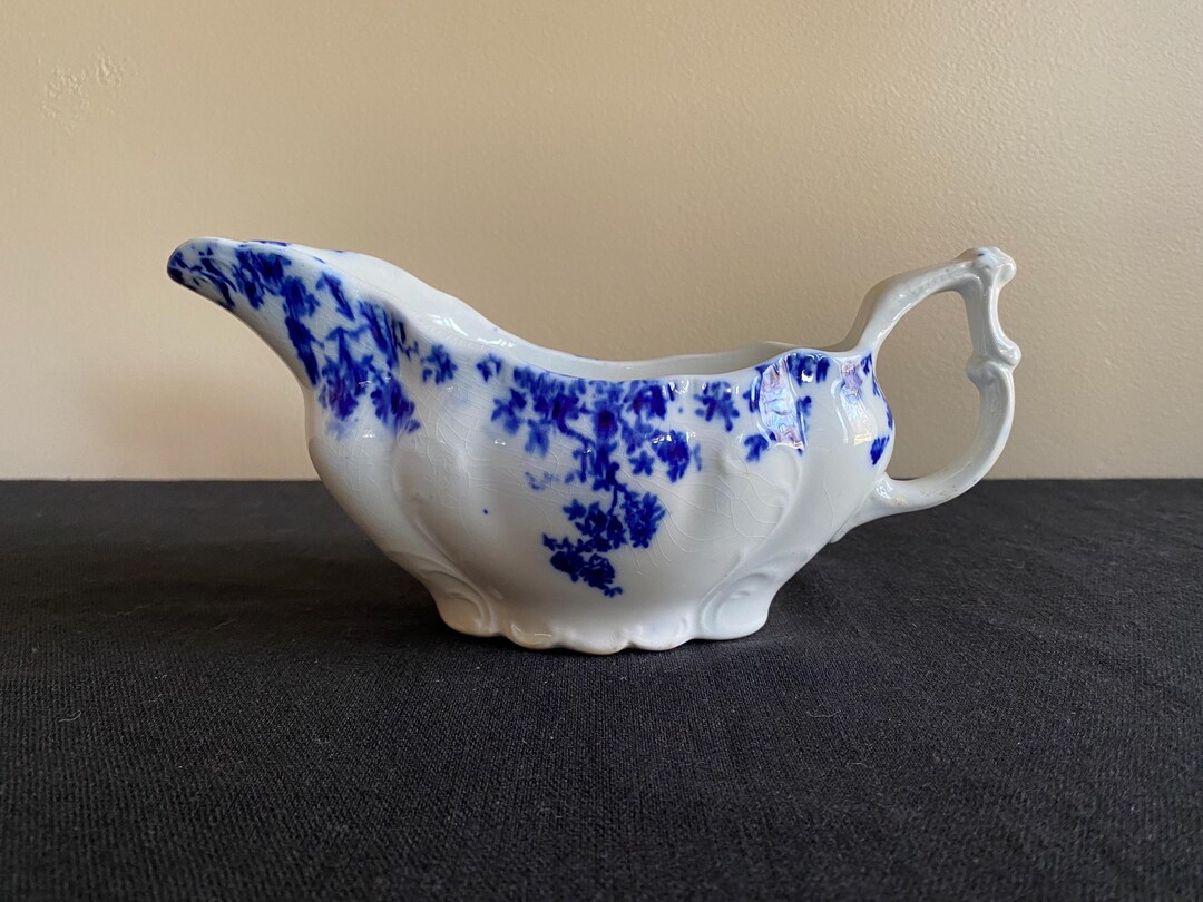 Antique W. H. Grindley & Co. "olympia" Flow Blue Gravy Boat, Made in ...