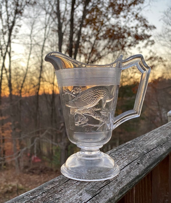 EAPG Flint Glass Cardinal Pedestal Creamer Mini Pitcher | Etsy