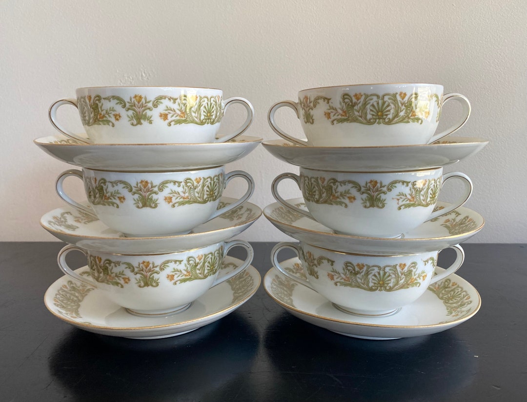 Set of Six Vintage Charles J. Ahrenfeldt Limoges China Flat Bullion ...