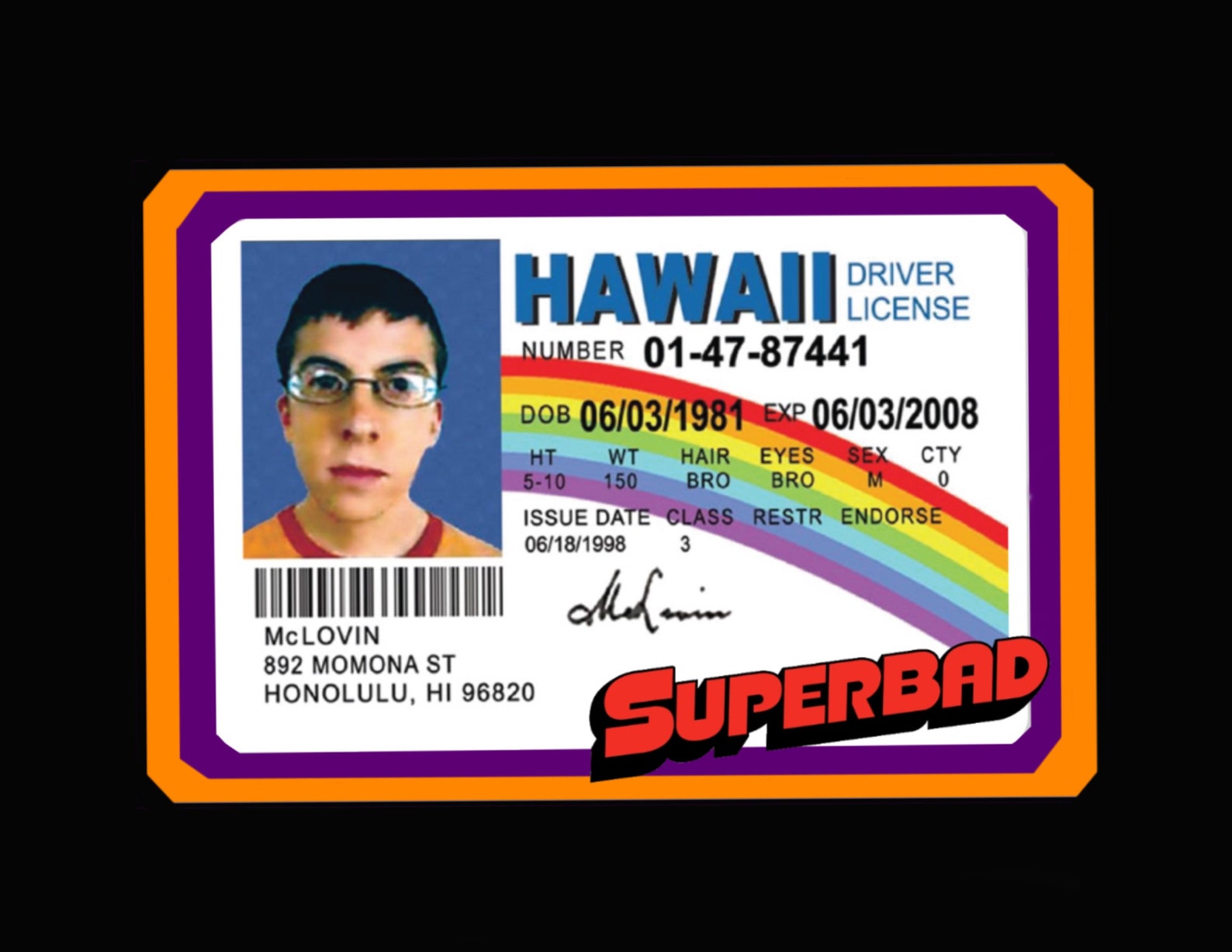 Superbad McLovin Fake ID Sticker | Etsy