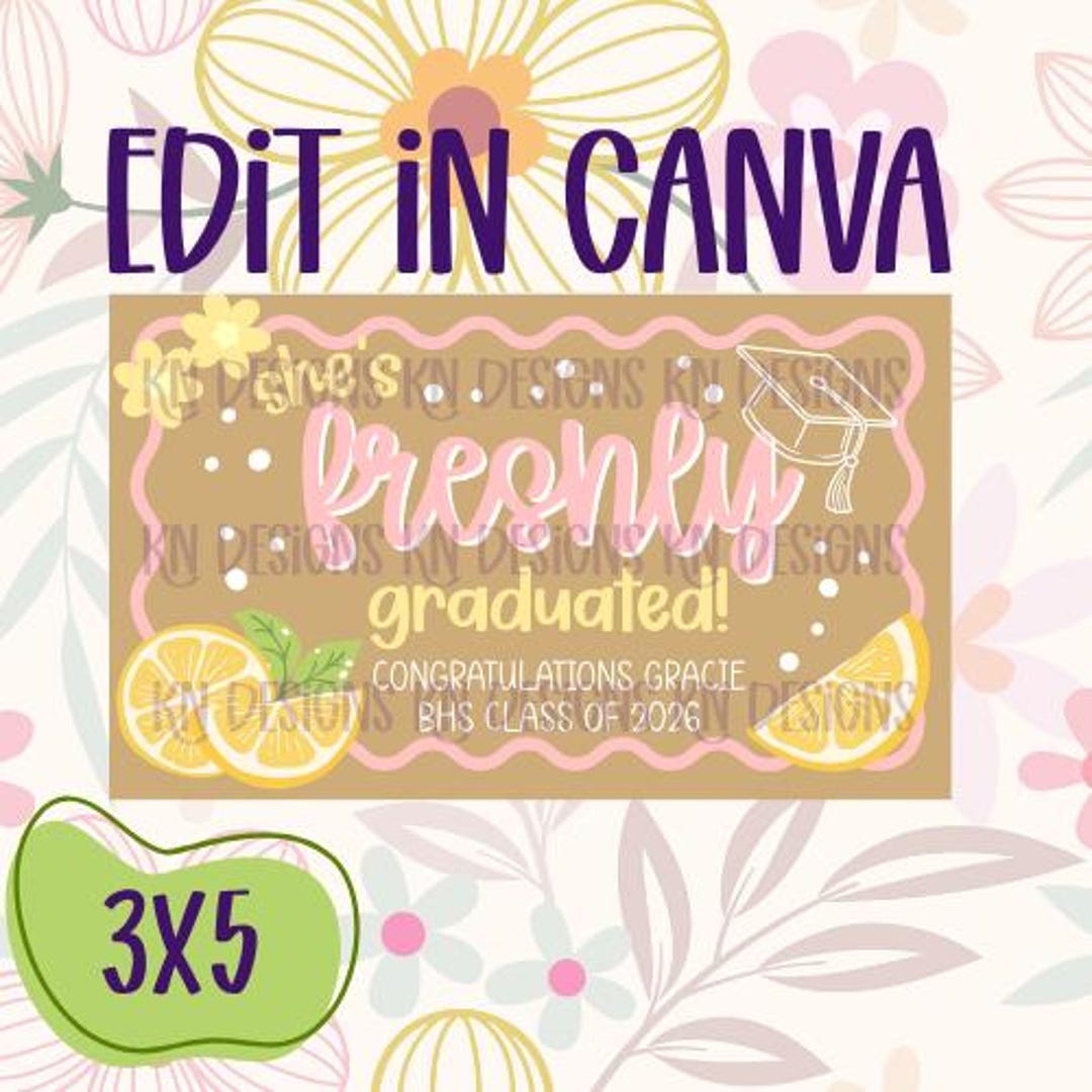 Freshly Graduated Banner Template, Hand-painted Style, Editable in ...