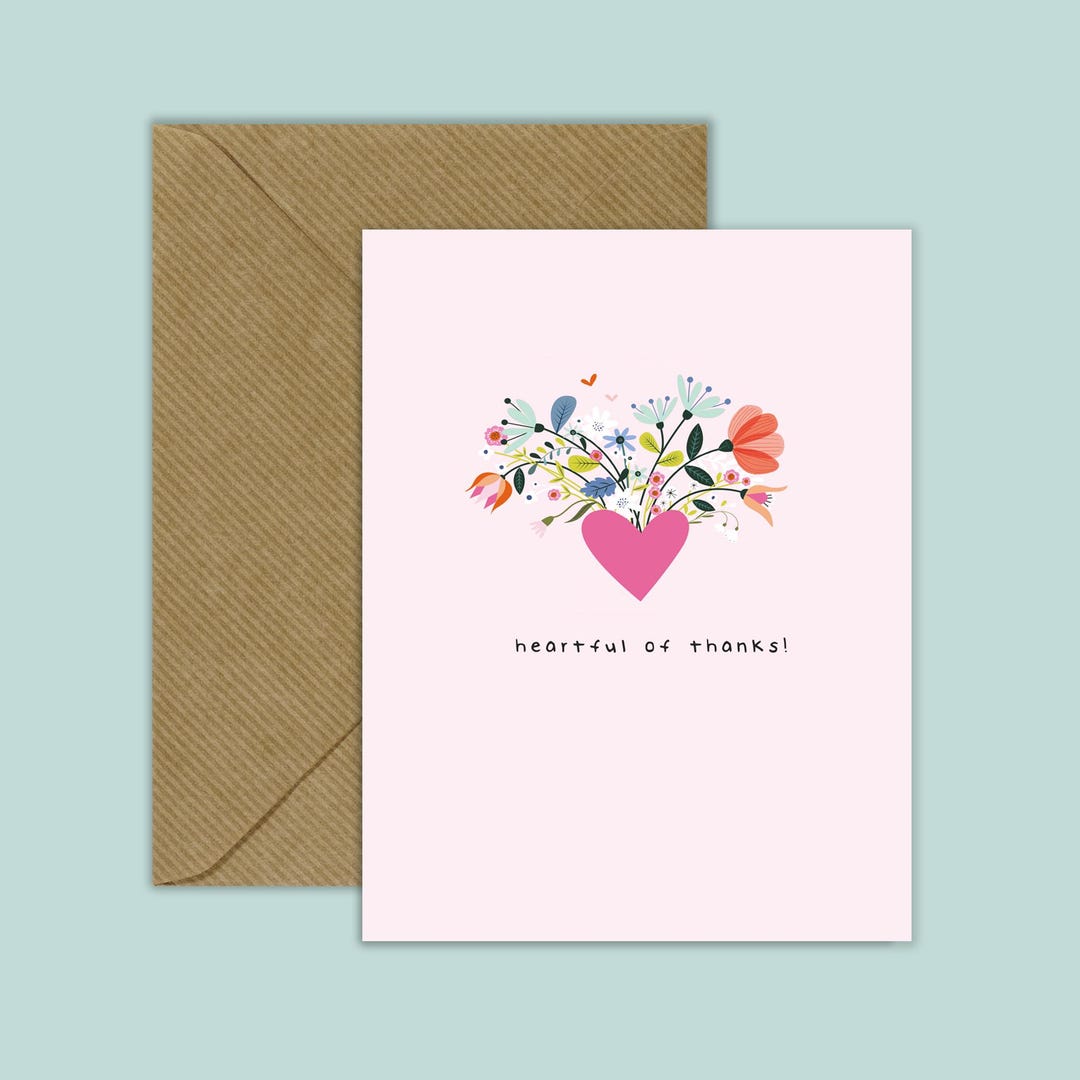 Heartful of Thanks Notecard - Unique, Custom, Original, Everyday ...