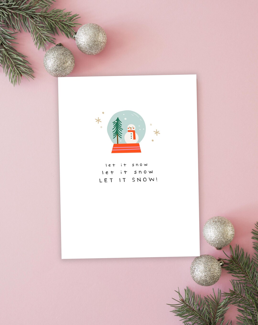 Snow Globe - Let It Snow! - Holiday Wishes Notecard - Unique, Custom ...