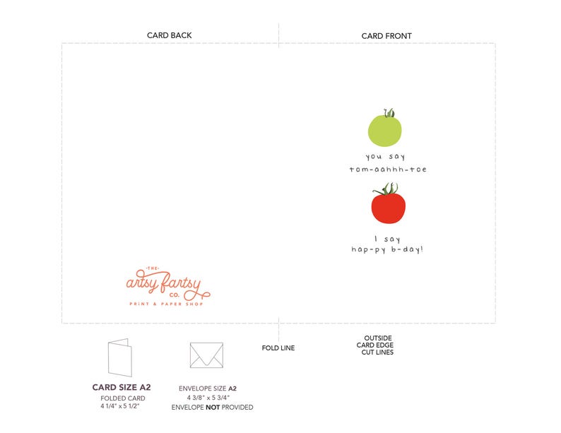 You Say Tomato (I Say Happy Birthday!) Notecard - Unique, Custom ...