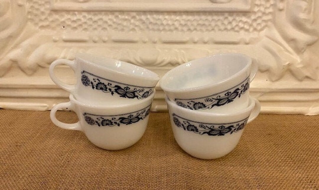Vintage Pyrex/corningware Old Town Blue Tea or Coffee Mugs, Set of 4 - Etsy