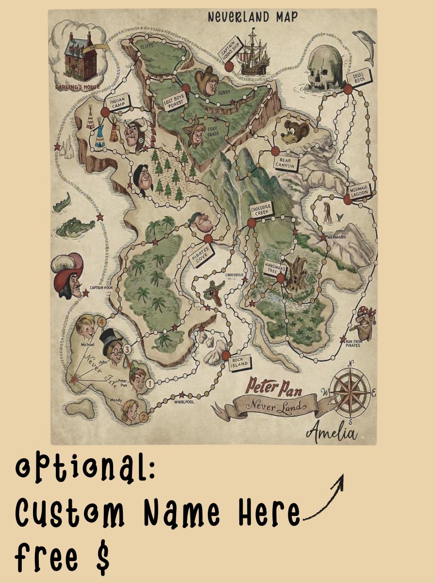 Personalized Neverland Map Blanket - Custom Name Storybook Nursery ...
