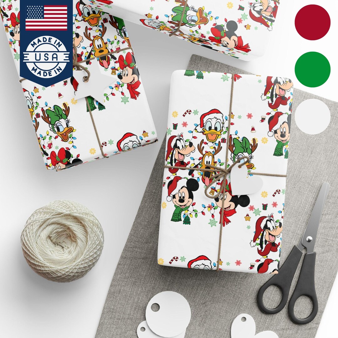 Wrapping Paper Mickey Mouse With Friends Christmas Santa Pattern Wrap ...