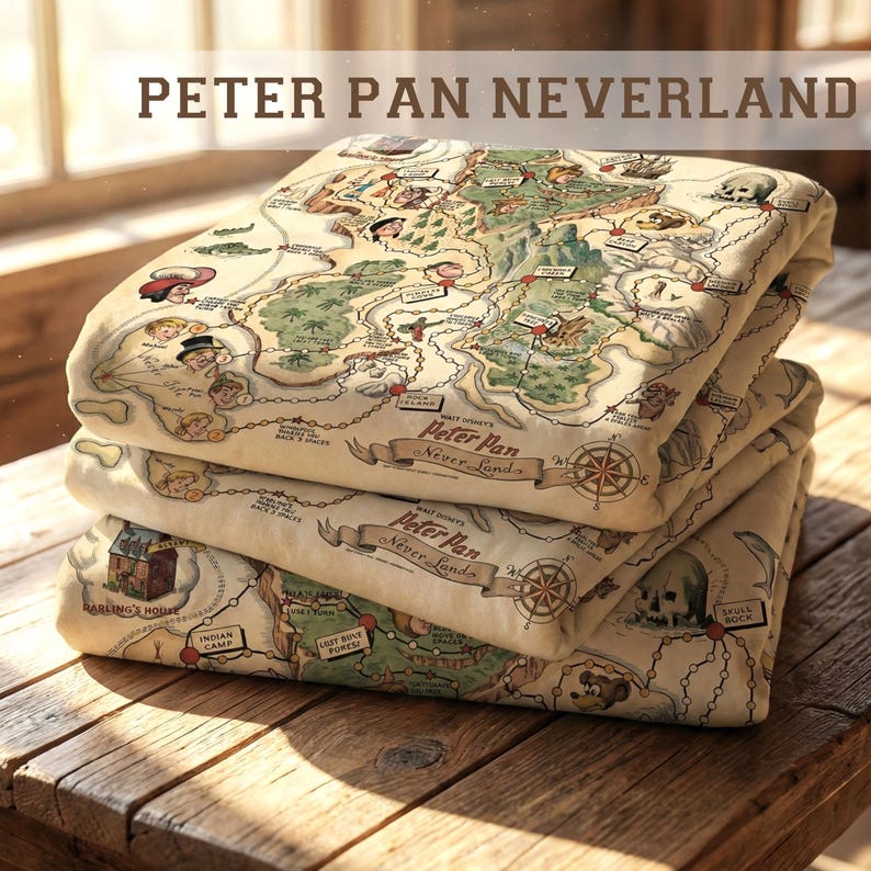 Personalized Neverland Map Blanket - Custom Name Storybook Nursery ...