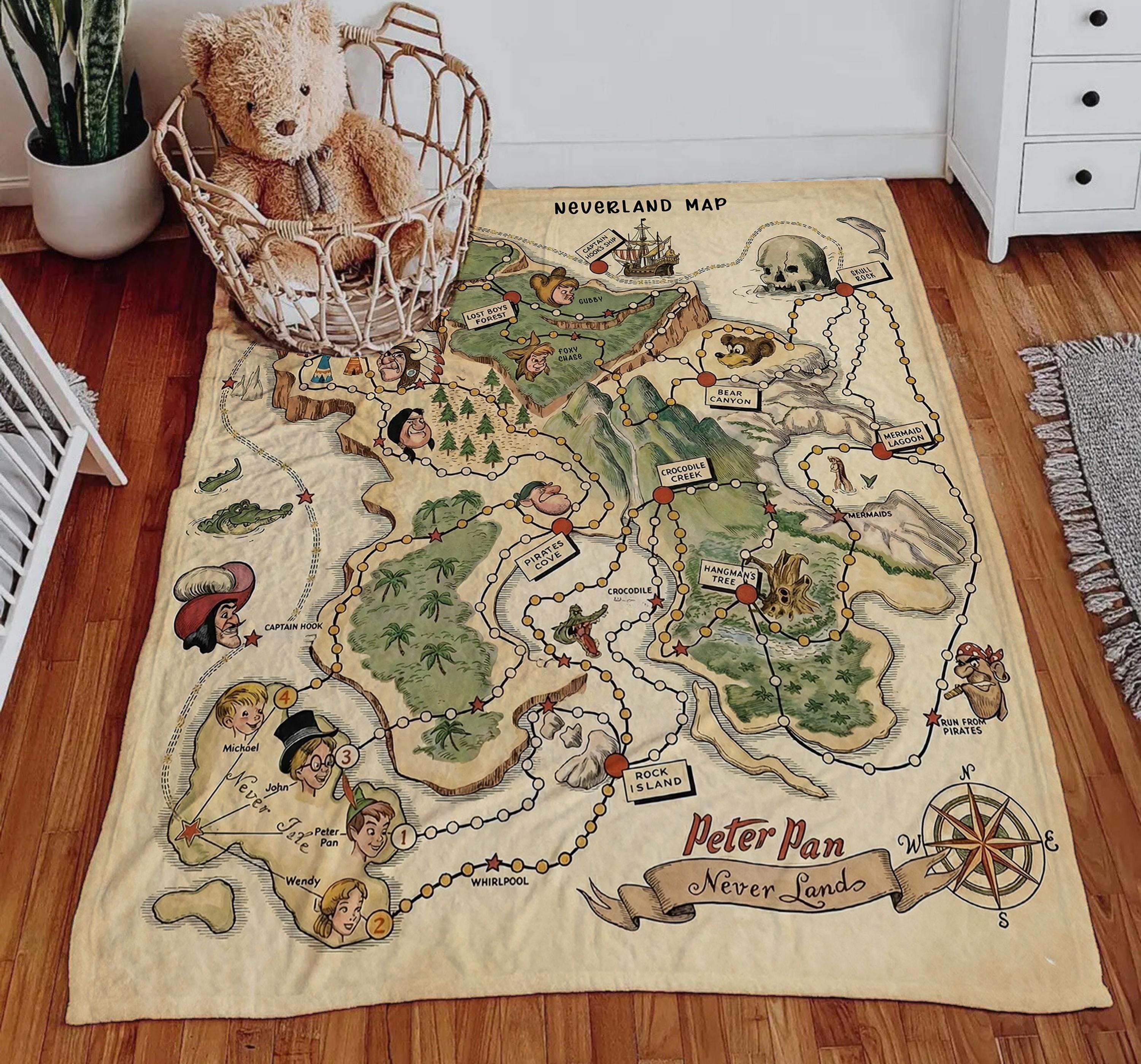 Personalized Neverland Map Blanket - Custom Name Storybook Nursery ...