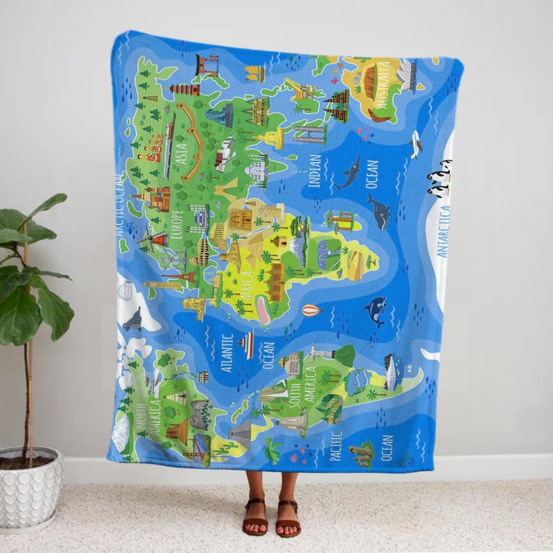 World Map Bedding - Etsy