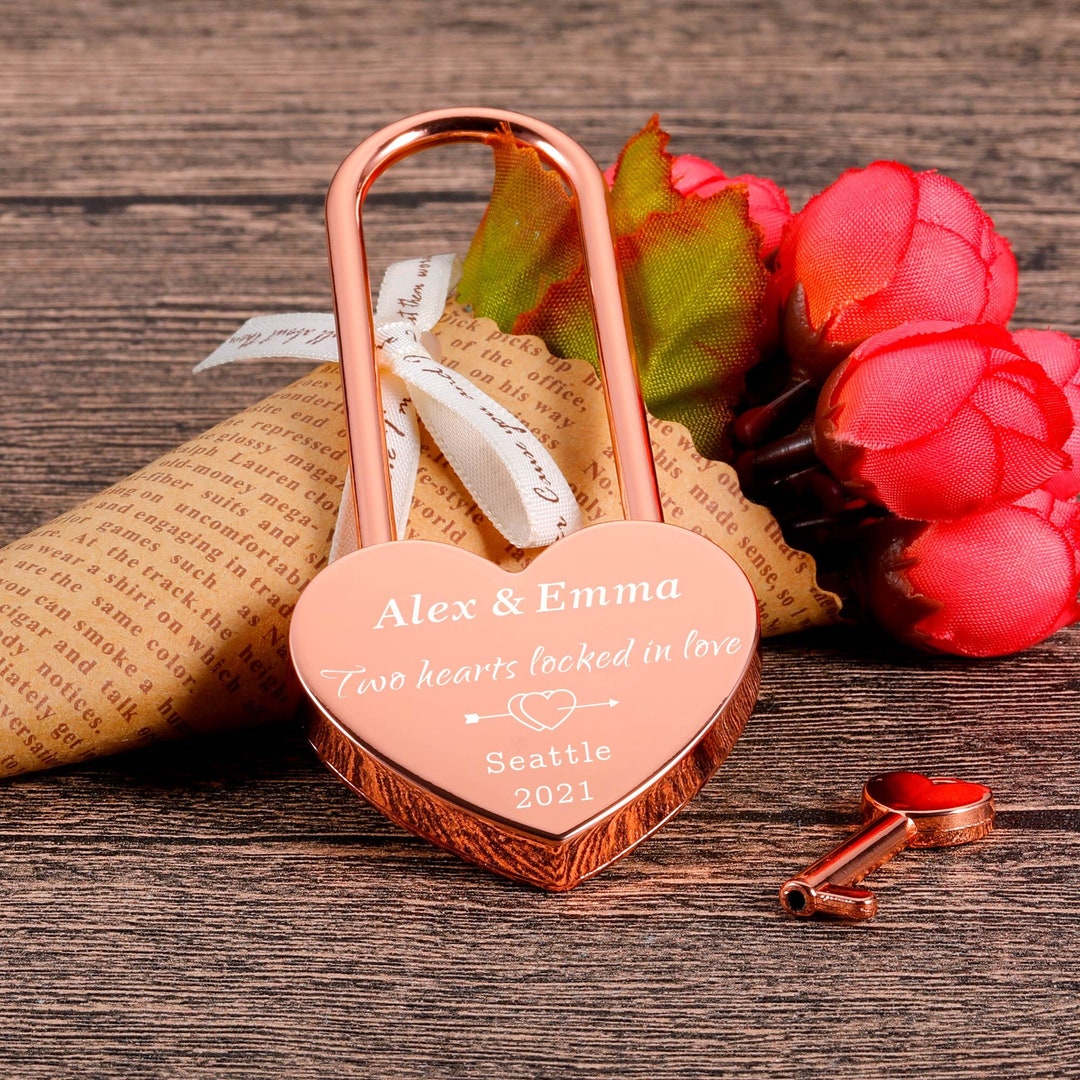 Custom Padlock, Two Hears Locked in Love, Heart Lock Personalized, Lock ...