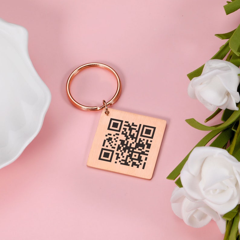 Personalized QR Code Keychain Custom Code Keychain Engraved - Etsy
