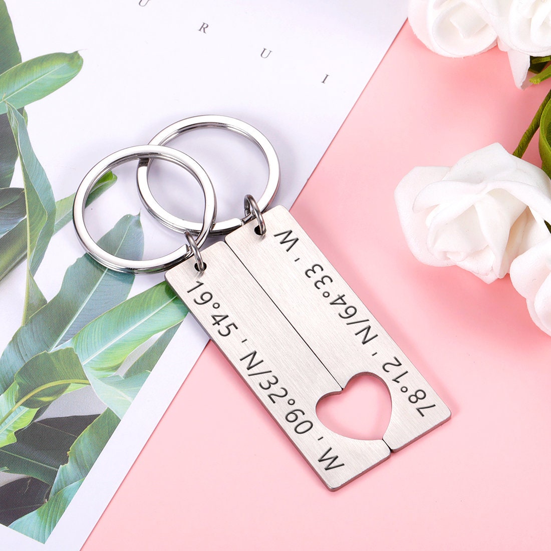 Personalized Coordinates Keychain/trip Wedding Coordinate,birth Place ...