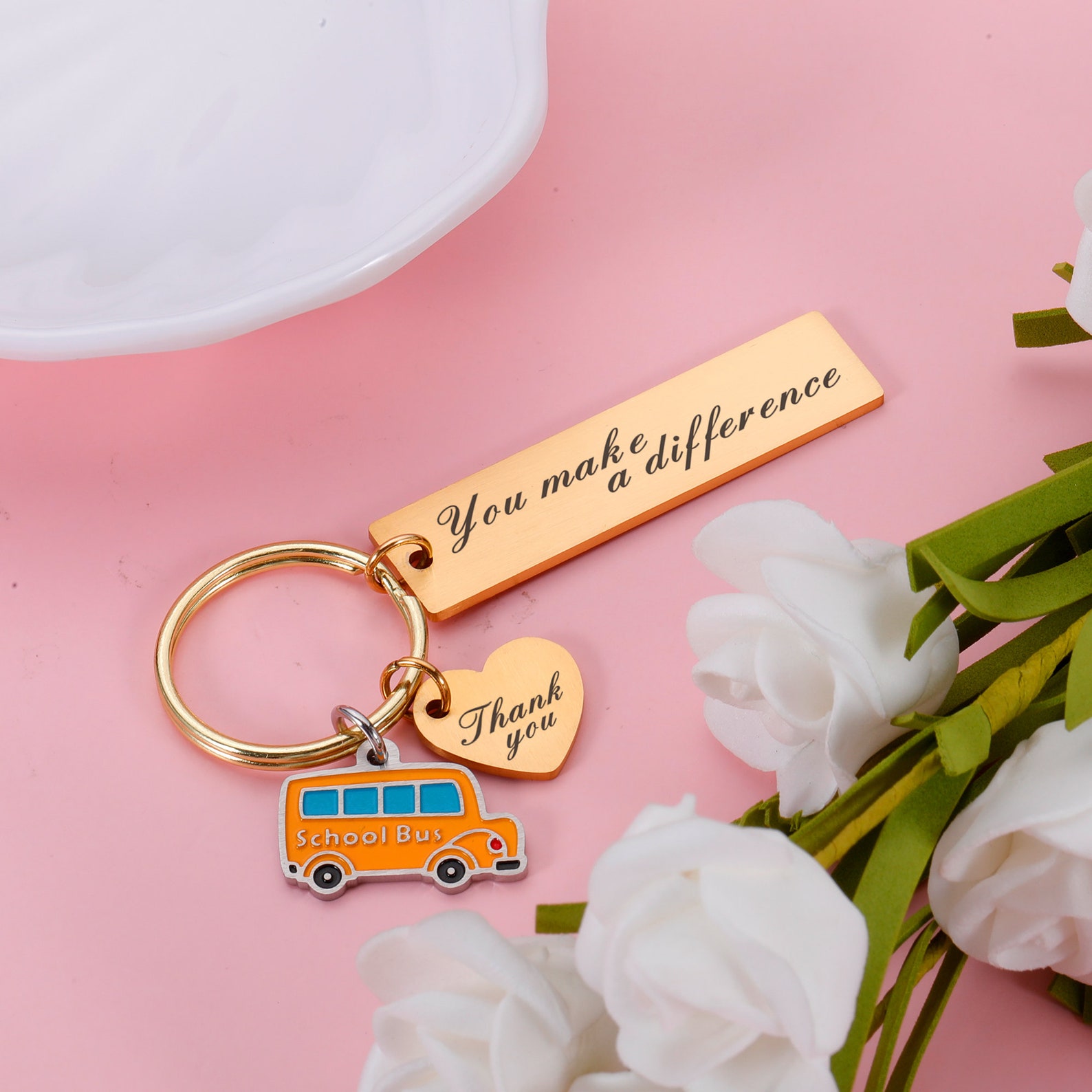 School Bus Keychain Personalized, Custom Keychain for School Bus Driver ...