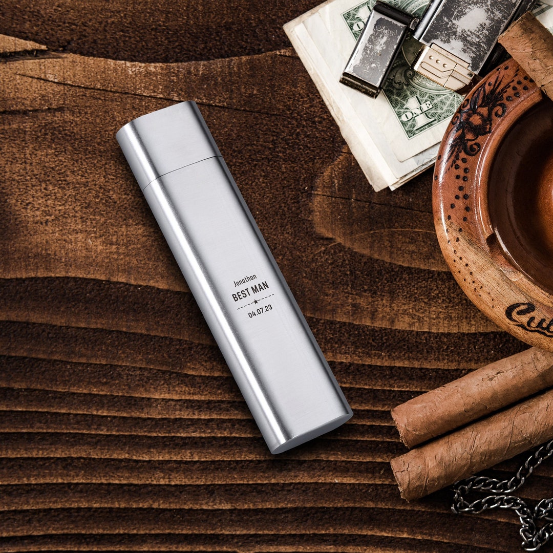 Personalized Cigar Flask, Custom 2oz/1oz Flask With Cigar Holder ...