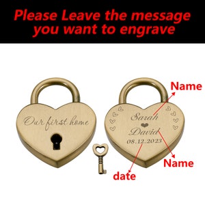Personalised Padlock Wedding Annivesary Gift Present Love Lock Custom ...